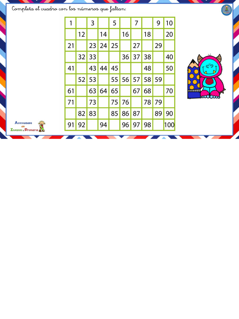 Repaso Numeros 1 100 | PDF | Métodos y materiales de enseñanza