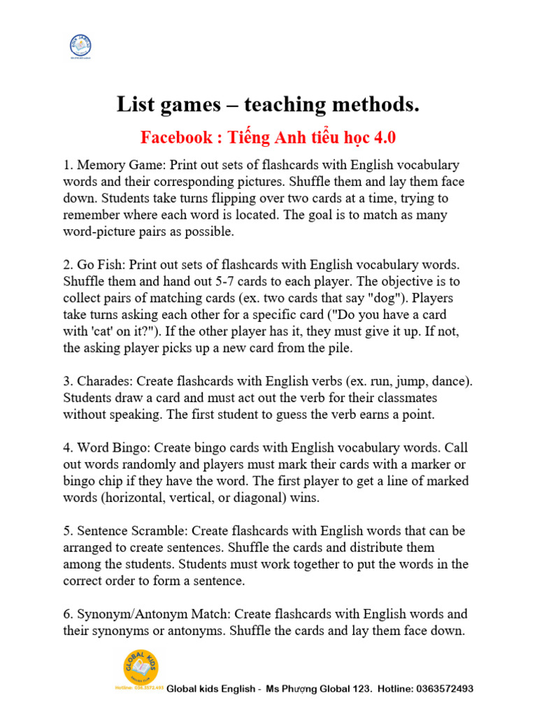 Games in Teaching With Flashcards. | PDF
