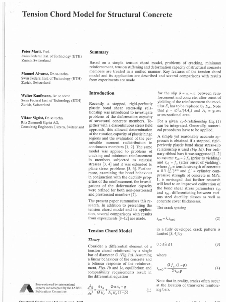 Tension Chord Model for Structural Concrete | PDF