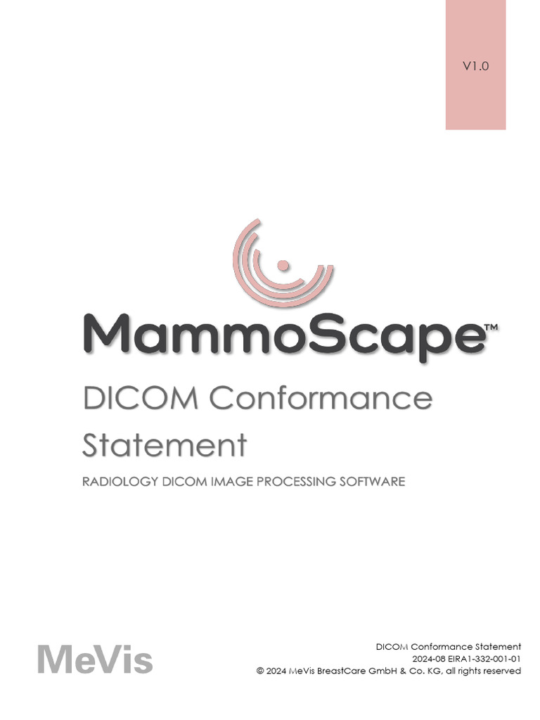 MammoScape 1.0.1 DICOM Conformance Statement 2024 08 | PDF ...