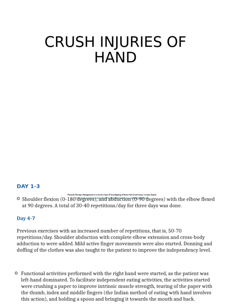Crush Injuries of Hand | PDF | Anatomical Terms Of Motion | Hand