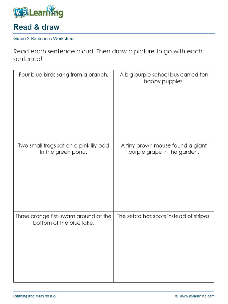 K-5 Reading & Drawing Worksheets | PDF