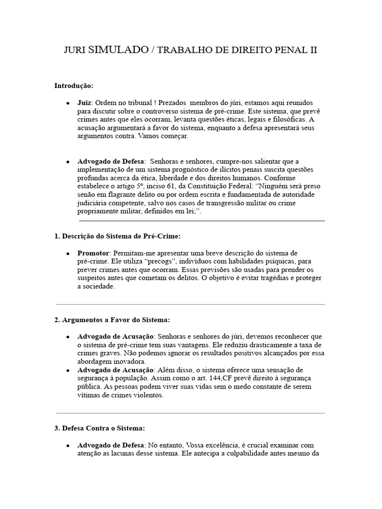JURI SIMULADO-3.Docx Incompleto | PDF | Crimes | Crime e Violência