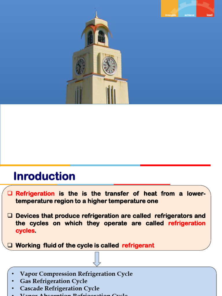 Lecture Slides Ref Cycle-1 | PDF | Refrigeration | Chlorofluorocarbon