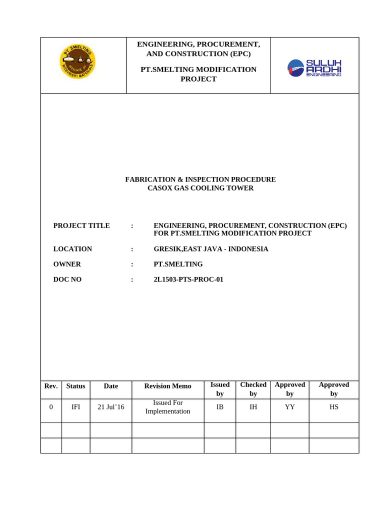 Fabrication Procedure Casox Gas Cooling Tower - Rev.0 | PDF ...