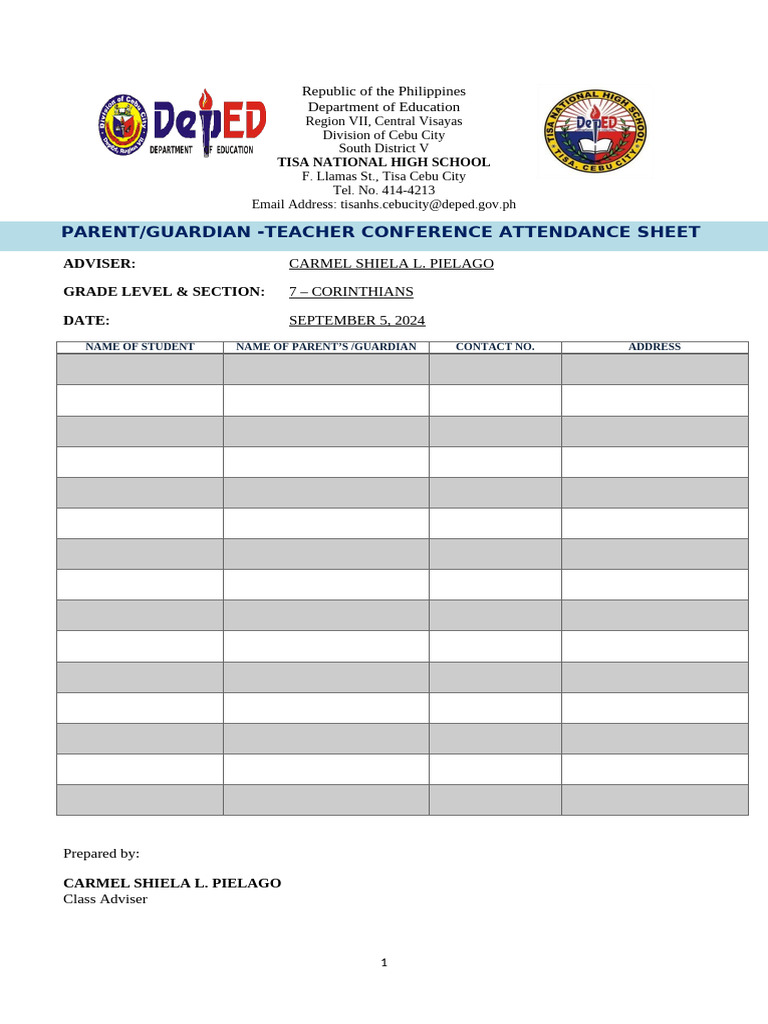 PTC Attendance and Agreement Form | PDF