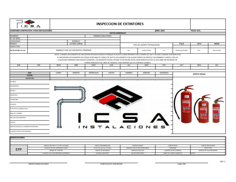 Check List Extintores Hermosillo-Picsa | PDF