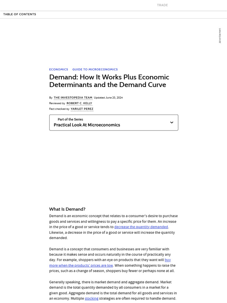 Demand - How It Works Plus Economic Determinants and The Demand Curve | PDF | Demand | Demand Curve