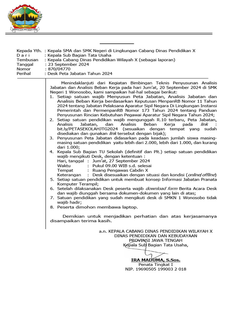 Nodin Desk Peta Jabatan 2024 Cabdin X | PDF