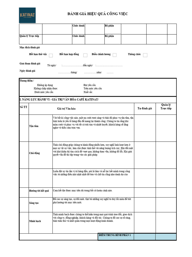 KAT - HR034 - Performance Appraisal Form | PDF