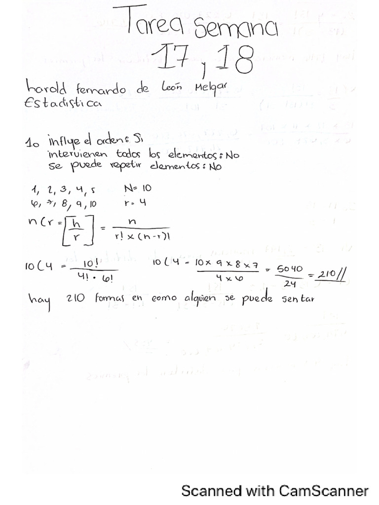 Tarea 17 y 18 estadística Harold Fernand | PDF