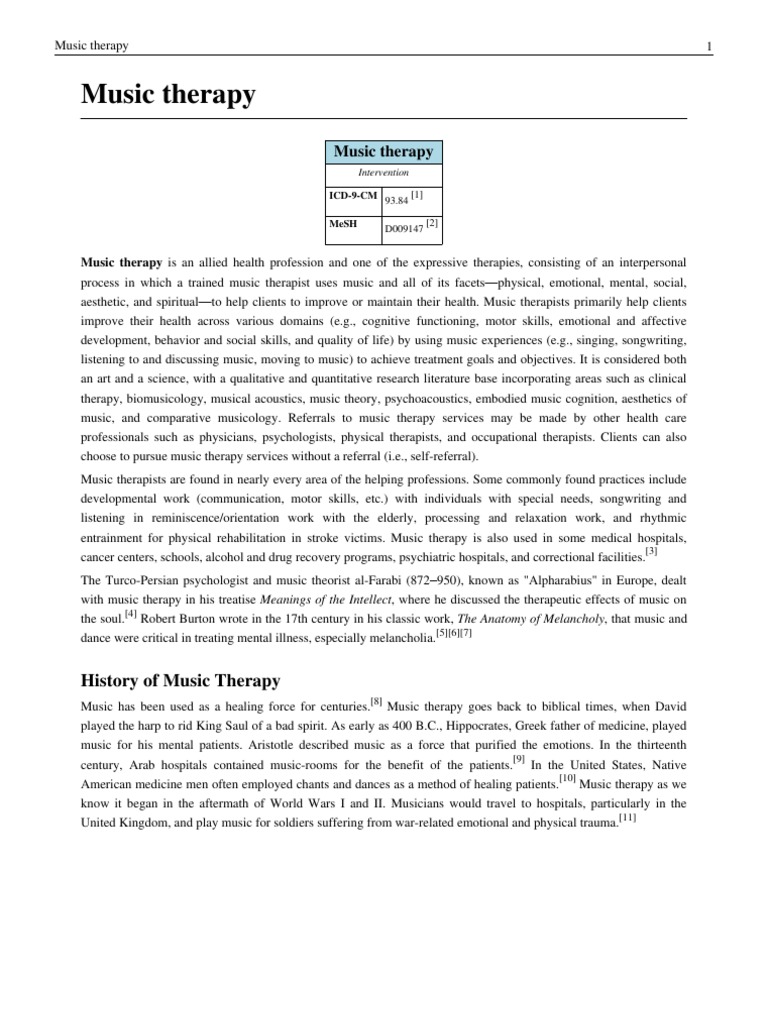 Music Therapy | PDF | Psychological Evaluation | Psychotherapy