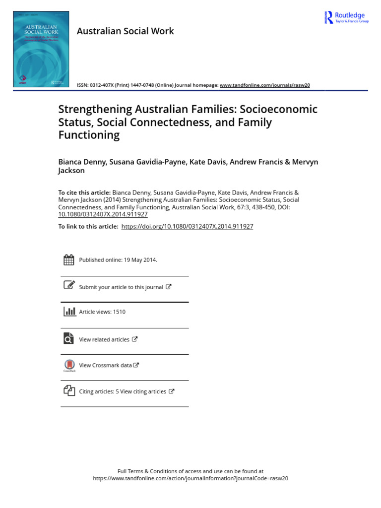 Strengthening Australian Families Socioeconomic Status Social ...