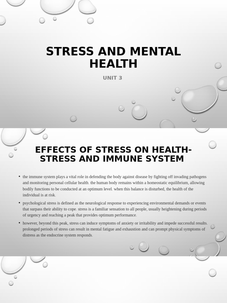 Stress and Mental Health: Unit 3 | PDF | Stress (Biology) | Meditation
