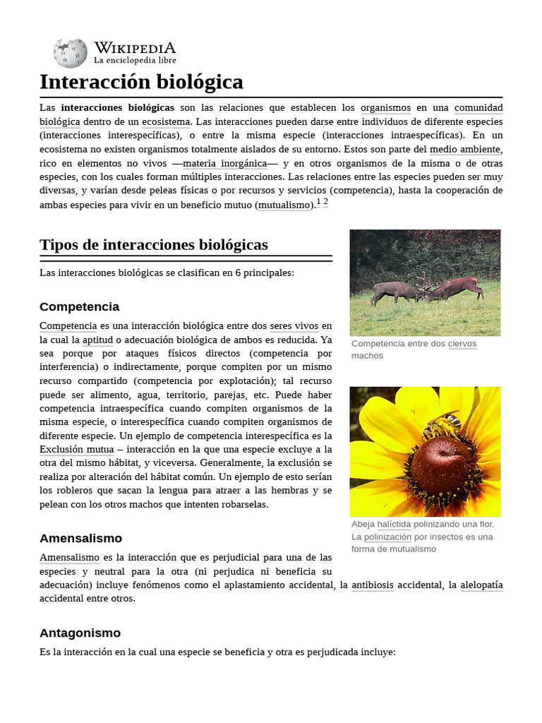 Interacción Biológica | PDF | Ecología | Ecología comunitaria