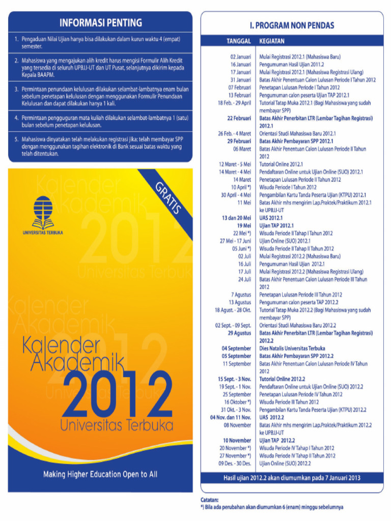 Kalender Akademik Ut 2012 | PDF