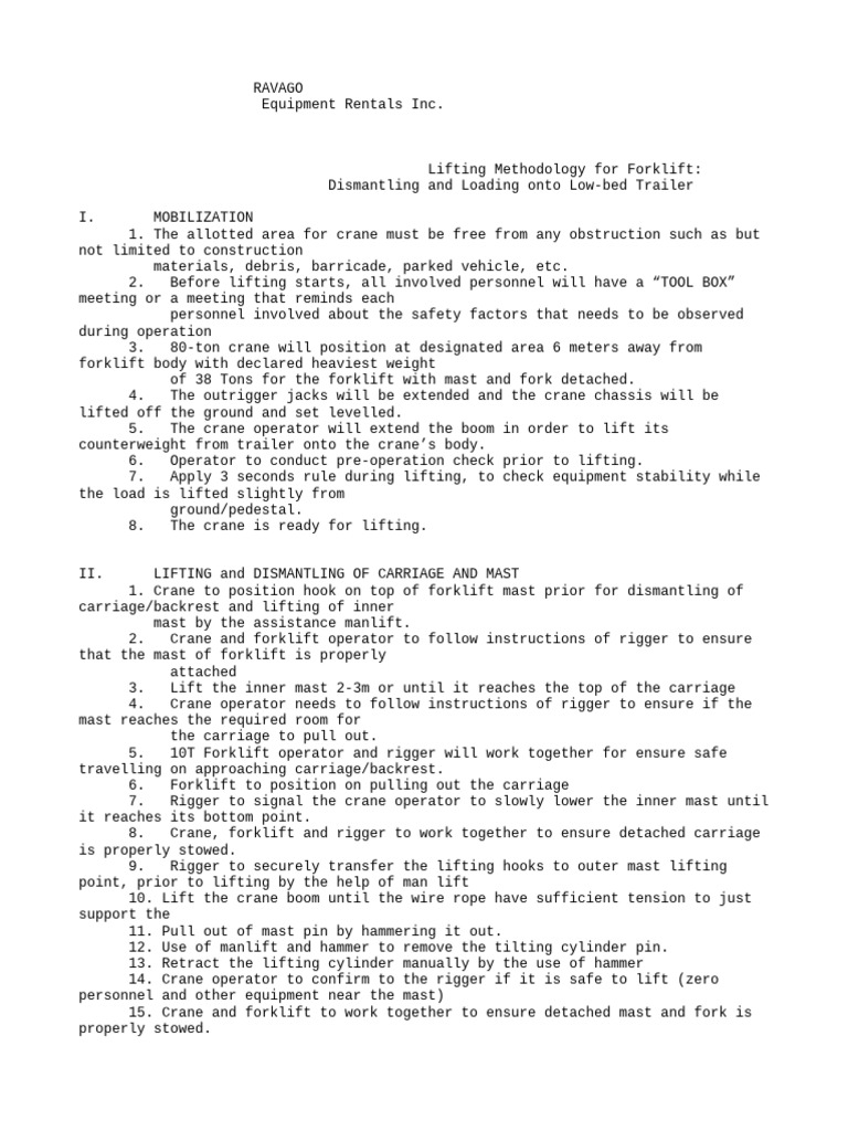 Lifting Methodology For Crane and Forklift | PDF | Crane (Machine ...