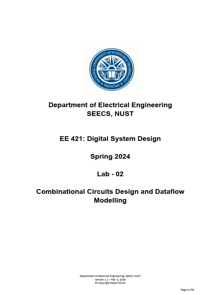 Lab2-DSD-Combinational Circuits Design and Dataflow Modelling | PDF | Hardware Description ...