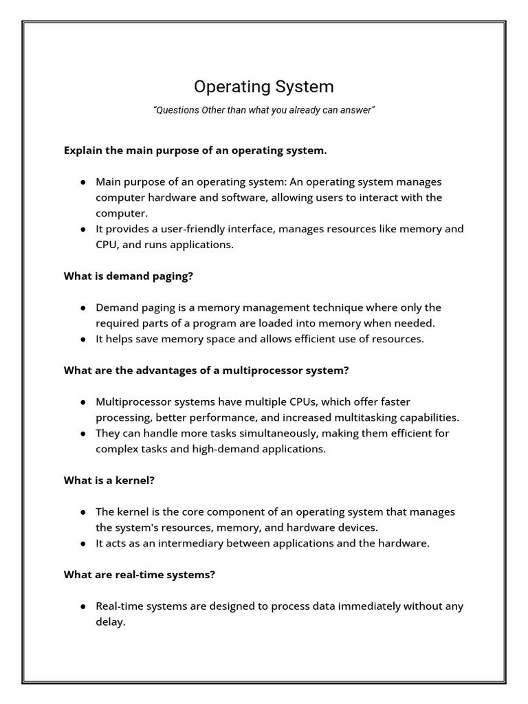 (Overview) Most Asked OS Questions by Neha and Nehal | PDF | Operating System | Process (Computing)