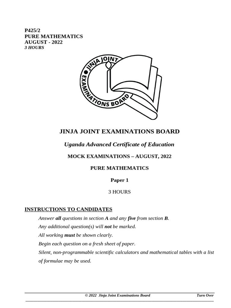 A.JJEB - Pure.Maths P.2. 2022 | PDF | Pi | Significant Figures
