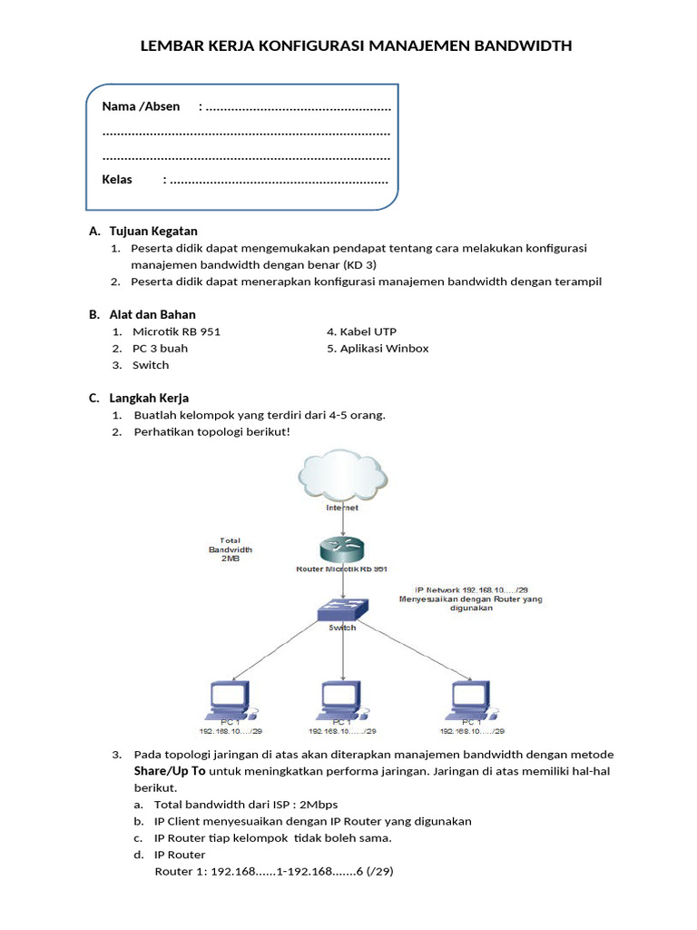 Lembar Kerja Bandwidth | PDF