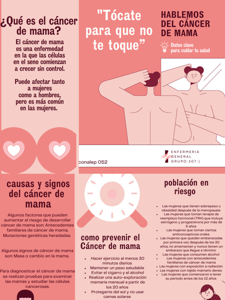 Tríptico sobre cáncer de mama ilustrado color melocotón | PDF | Cáncer ...