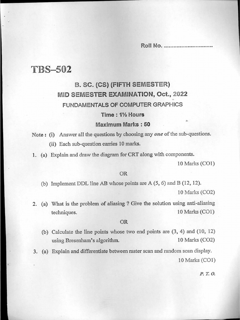 TBS-502 Fundamentals of Computer Graphics | PDF