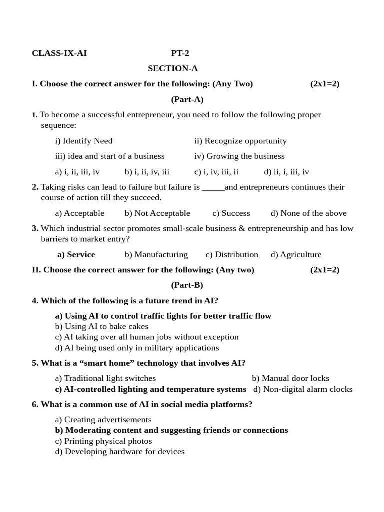 PT-2-AI-QNS | PDF | Artificial Intelligence | Intelligence (AI) & Semantics