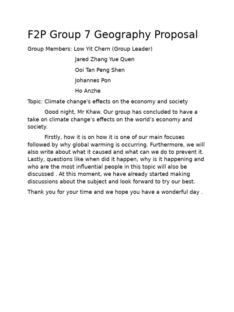 F2P Group 7 Geography Proposal | PDF