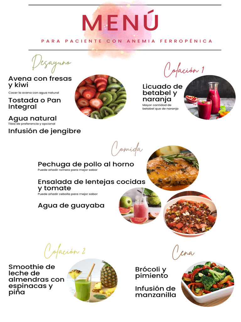 Menú para PX Con Anemia Ferropénica y Megaloblástica - Varela Morales ...