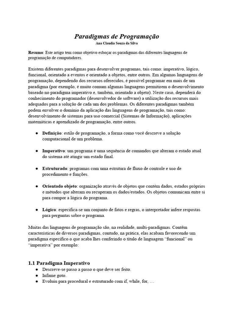Paradigmas de Programação | PDF | Paradigmas de programação | Linguagem ...