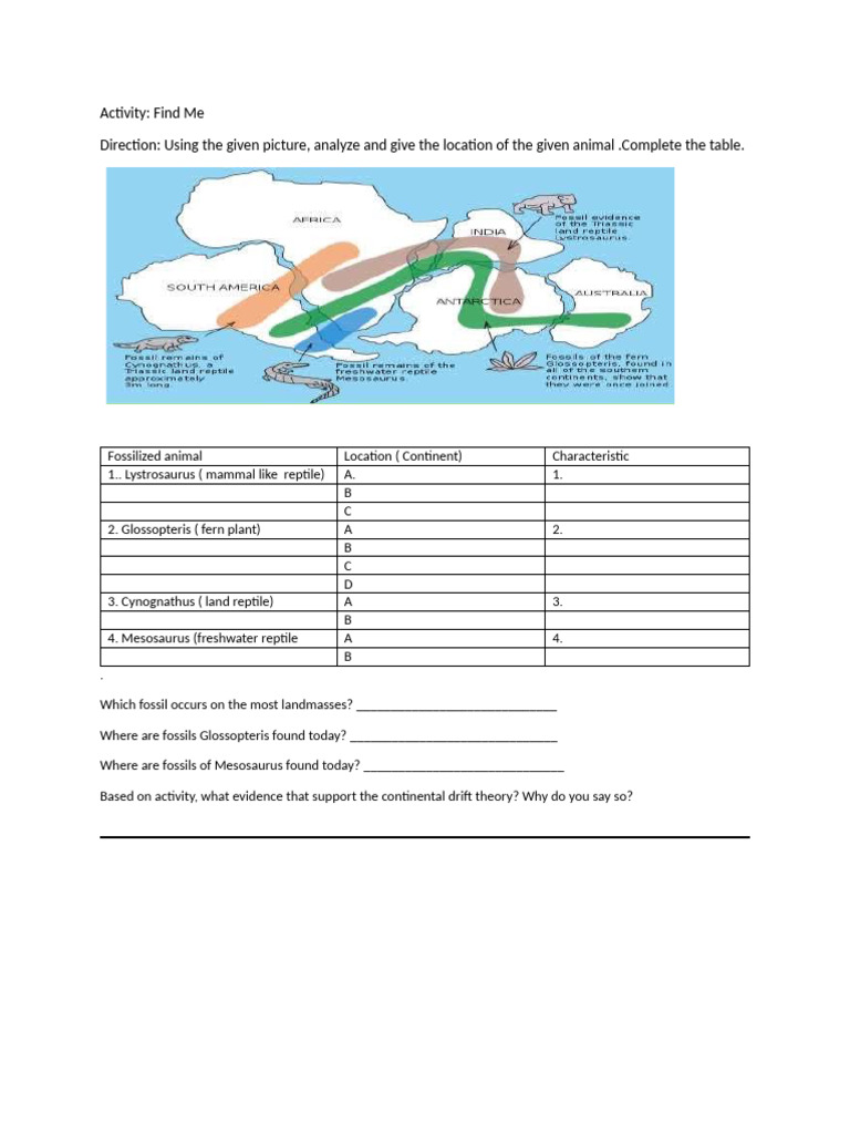 Fossil Evidence for Continental Drift | PDF | Plate Tectonics | Continent