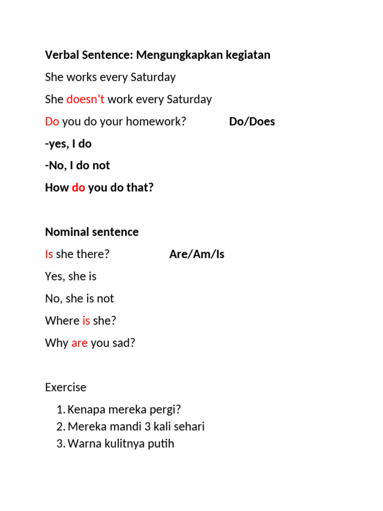 Verbal Sentence | PDF