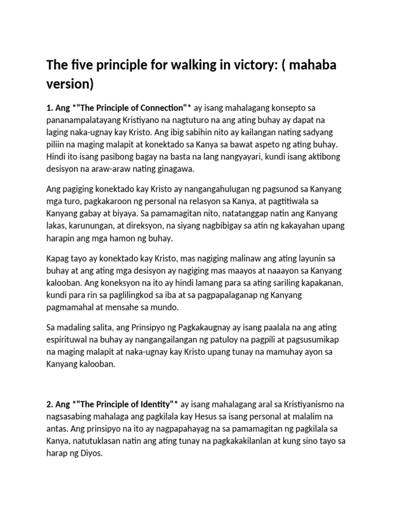The Five Principle For Walking in Victory | PDF
