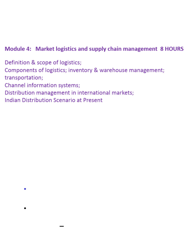 Autonomous SDM Module 4 | PDF | Logistics | Supply Chain Management