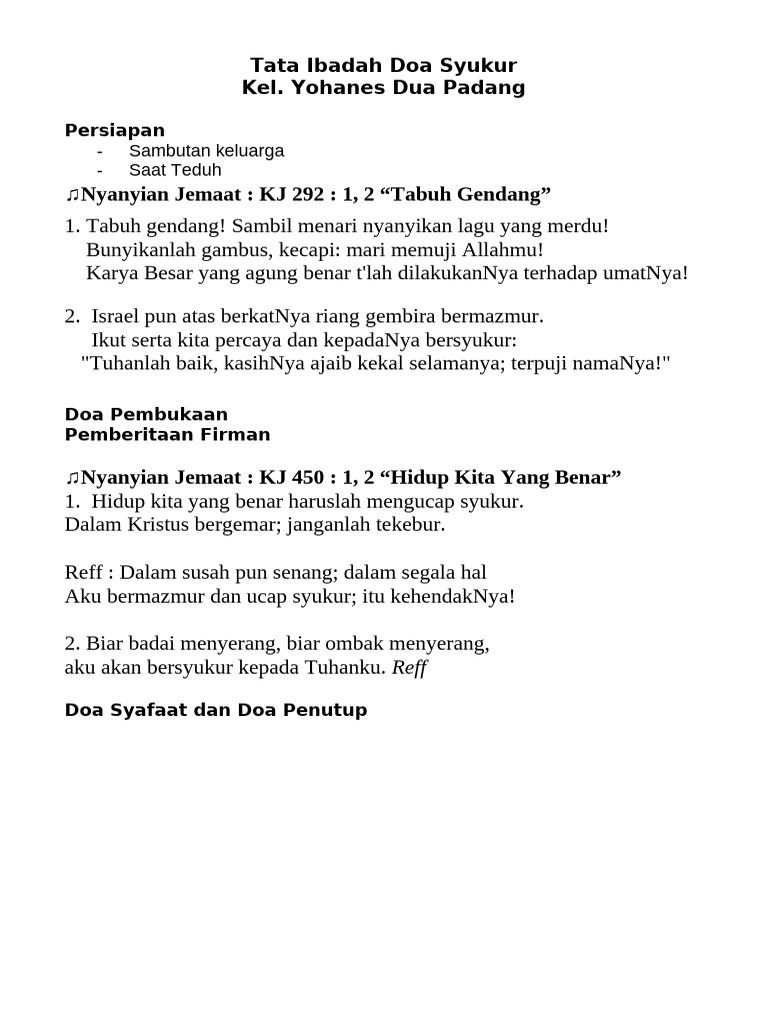 TI Doa Syukur | PDF | Agama & Spiritualitas