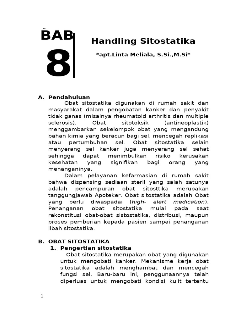 Pedoman Penanganan Obat Sitostatika | PDF