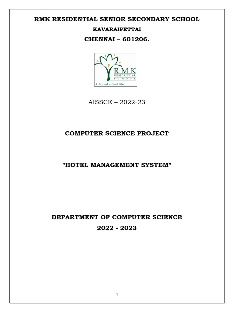 Hotel Management System Project Overview | PDF | Sql | Databases