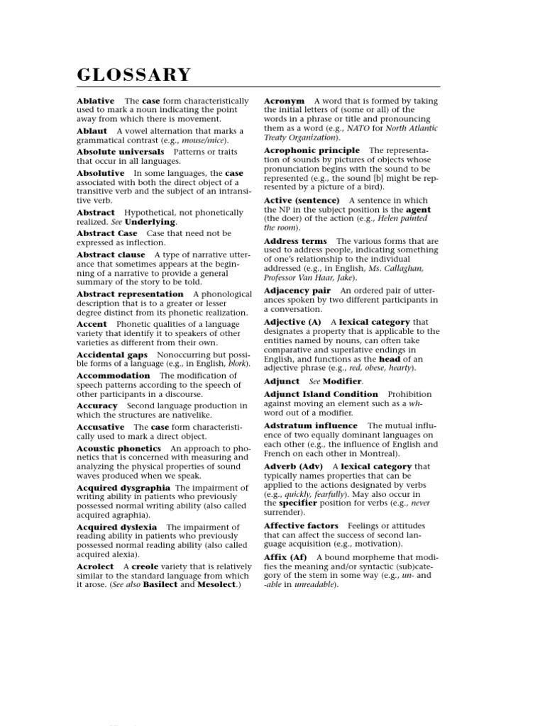 ENG 200 Glossary | English Language | Syllable