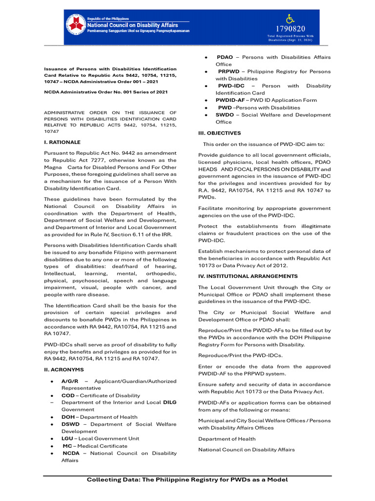 PWD Identification Card Guidelines | PDF | Disability | Identity Document