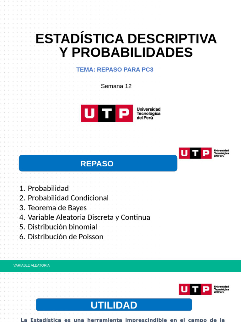S12 - s1 - EJERCICIOS PC3 EDyP | PDF | Probabilidad | Desviación Estándar