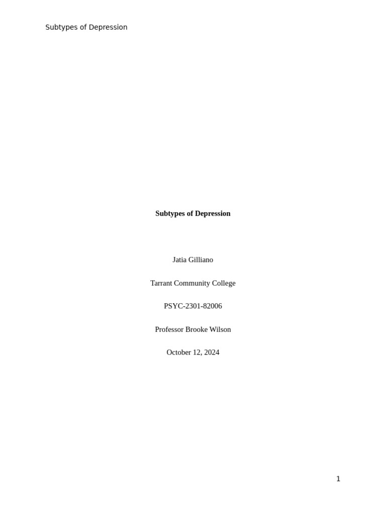 Understanding Depression Subtypes | PDF | Major Depressive Disorder ...