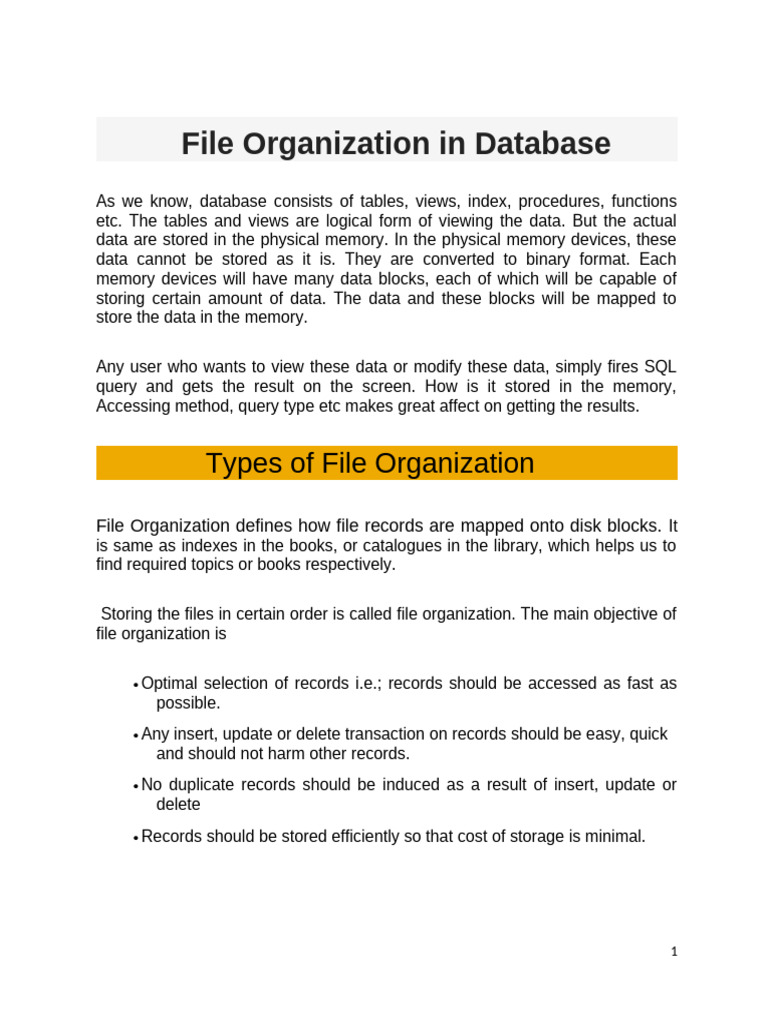 Database File Organization Guide | PDF | Database Index | Databases
