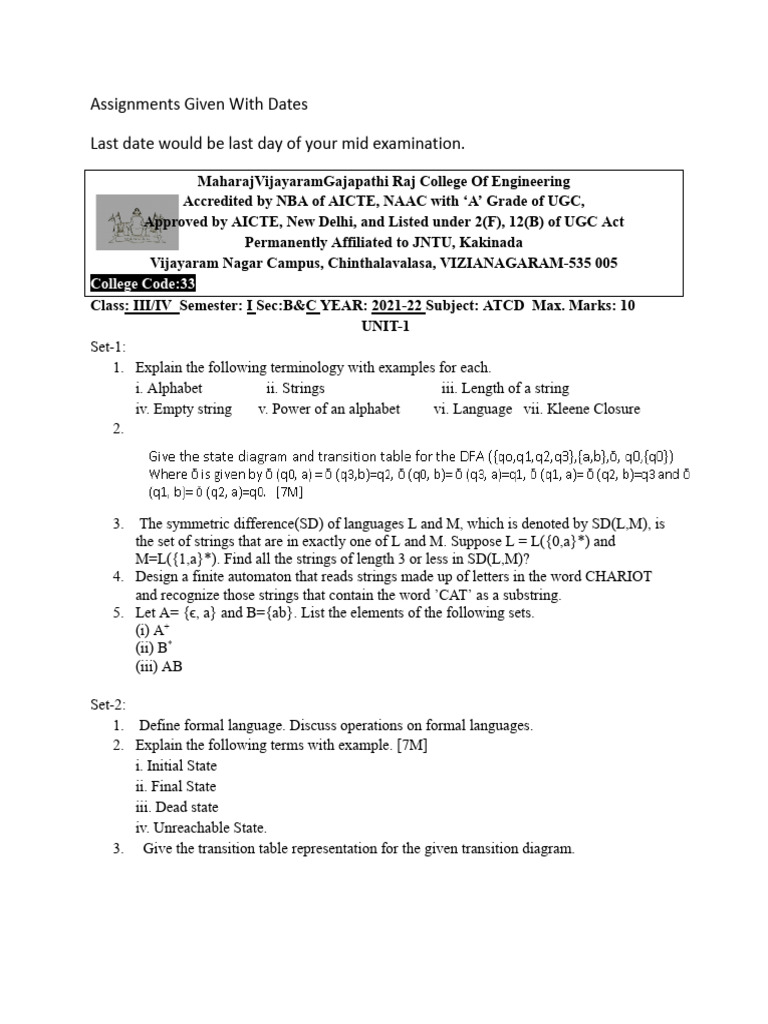 Atcd Questions.docx | PDF | Parsing | Automata Theory