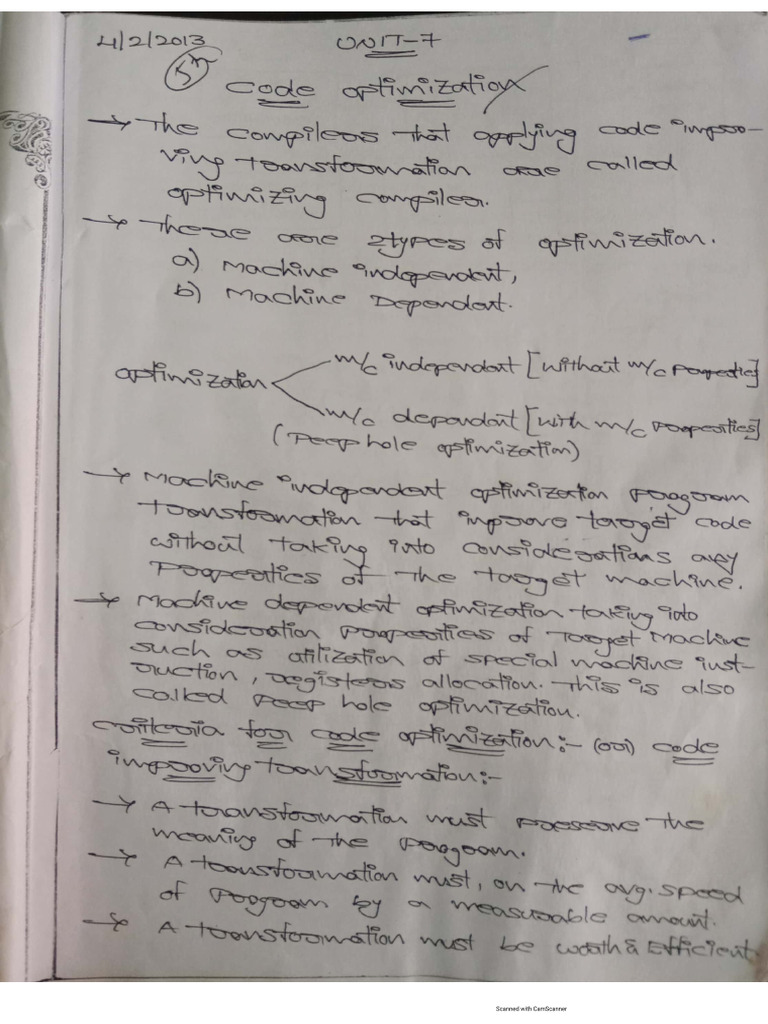 Unit - 5 Code Optimization & Code Generation | PDF
