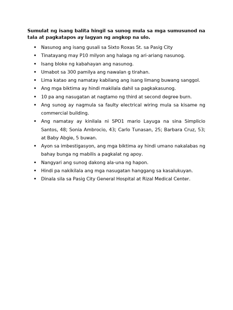 Pagsasanay Filipino 1 | PDF