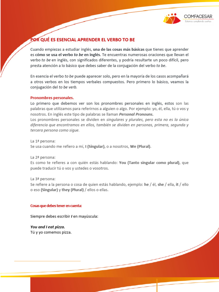 Material de Estudio Verb To Be - Ser | PDF | Plural | Verbo