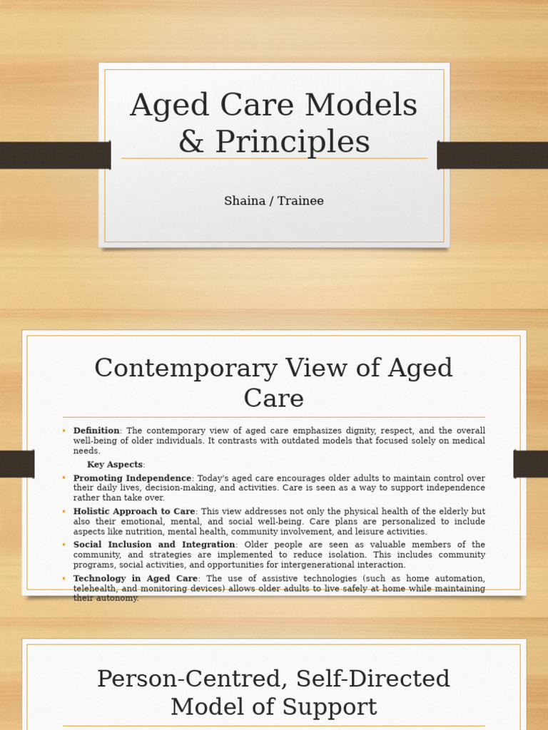 Aged Care Models & Principles | PDF | Elderly Care | Old Age