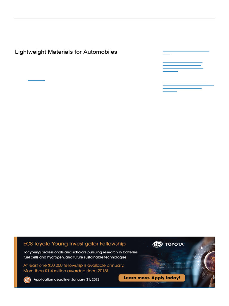 Lightweight Materials For Automobiles | PDF | Composite Material | Steel