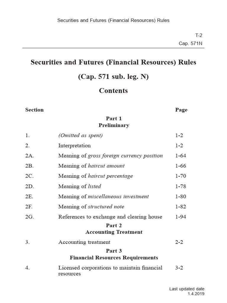 Securities and Futures (Financial Resources) Rules | PDF | Derivative ...